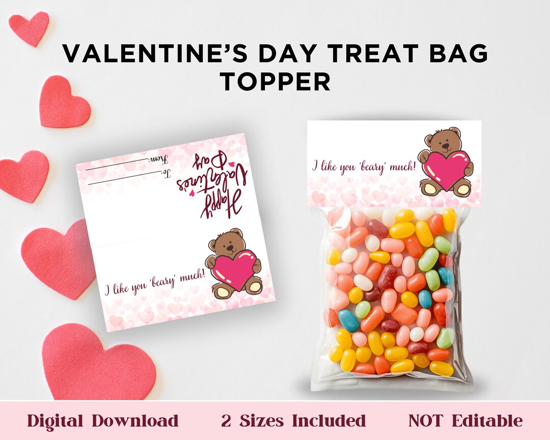 Valentine's Day Bag Topper, 4.5x2.5 Bag Topper, 6.7 X2.5 Bag Topper ...