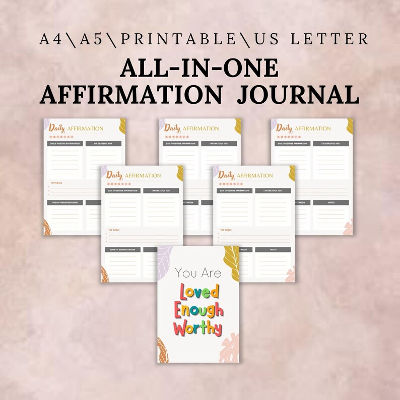 Daily Affirmations Journal – Self-care Digital Planner, Mindset ...