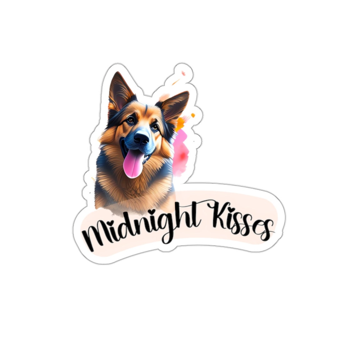 Midnight Kisses German Shepherd Kiss-cut Sticker Transparent and White ...