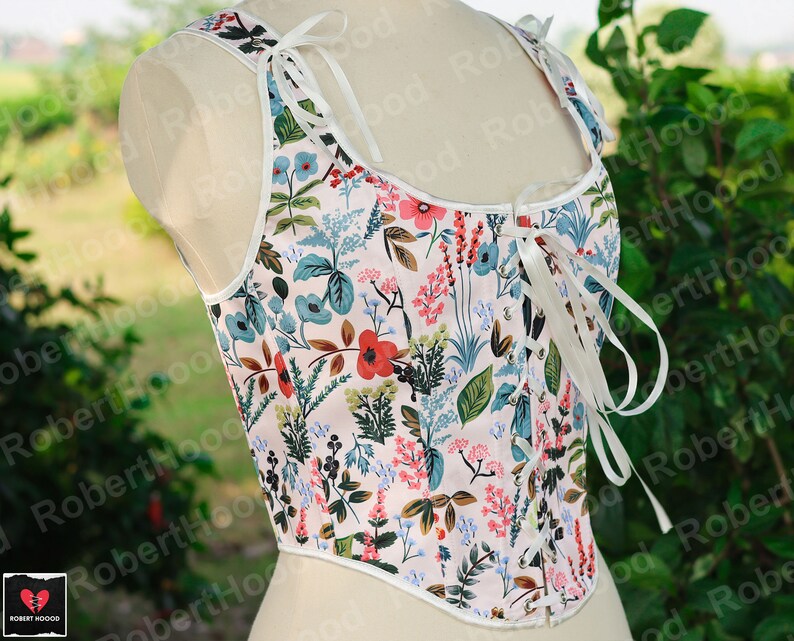 Renaissance Bustier Corset Top Milkmaid Floral Lace Up Corset Ren