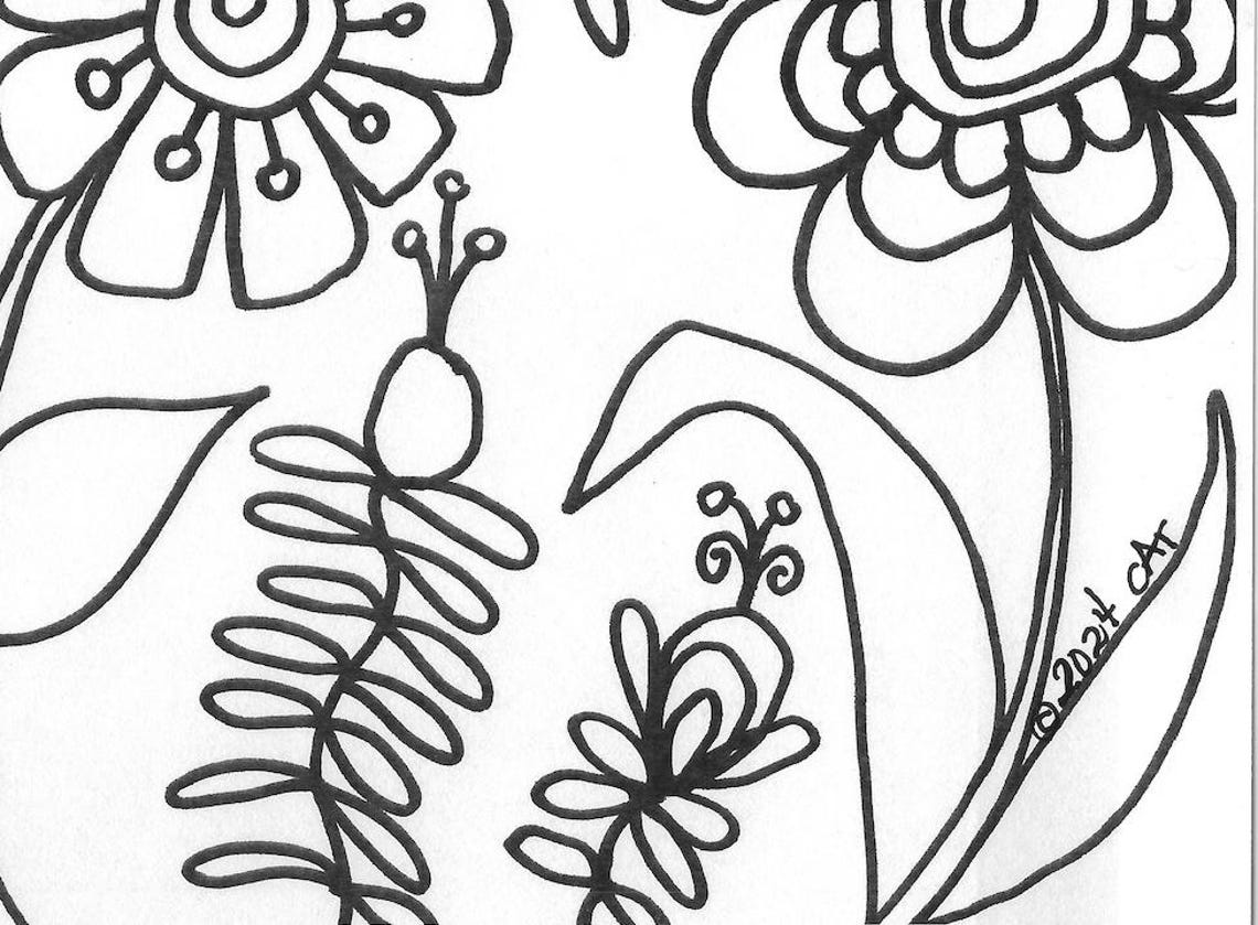 Spring Garden Coloring Page - Etsy