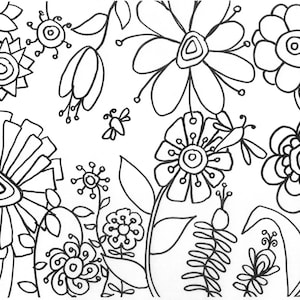 Spring Garden Coloring Page - Etsy