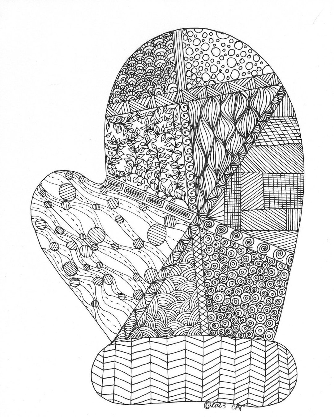 Mitten Zen Doodle - Etsy