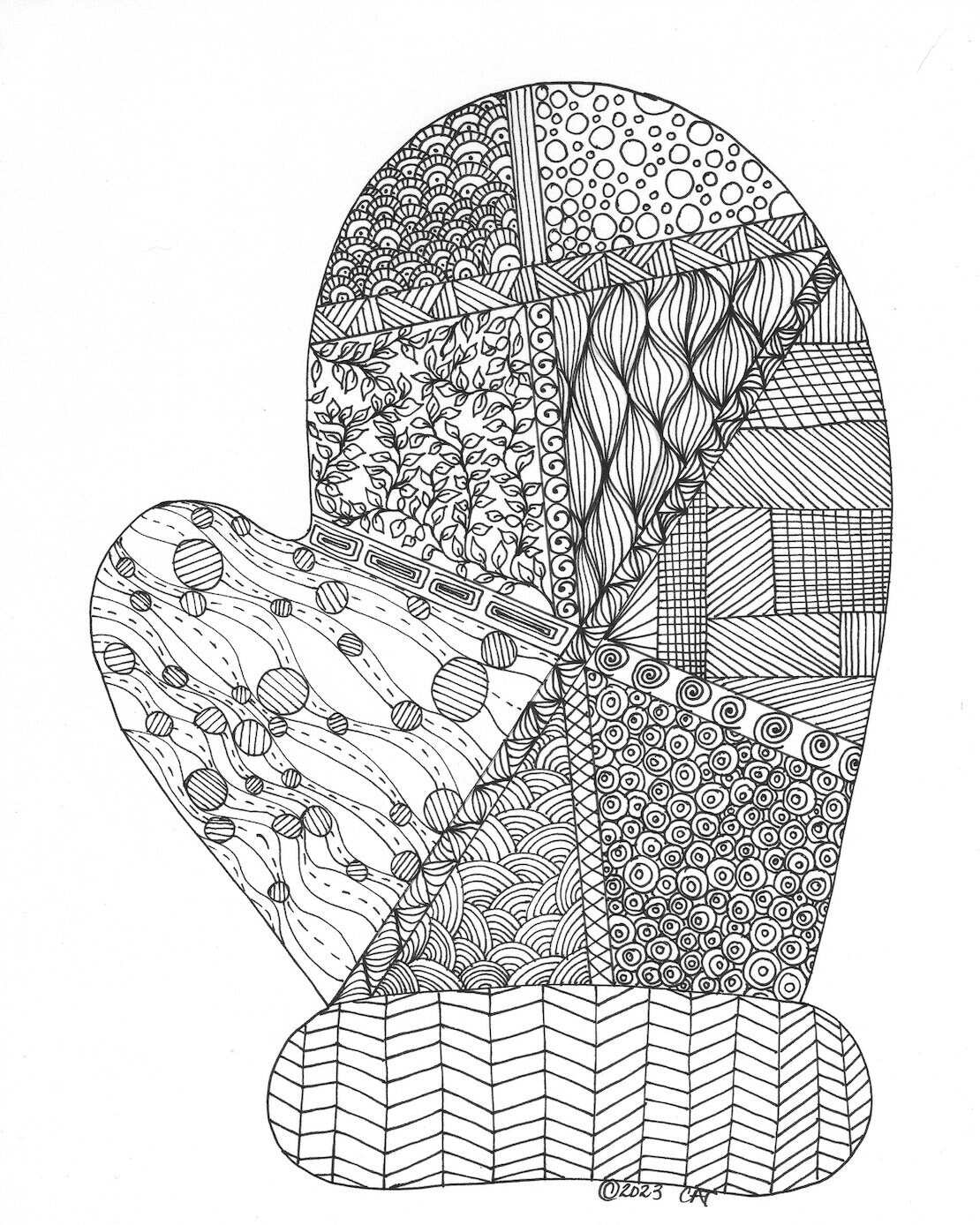 Mitten Zen Doodle - Etsy