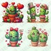 24 Cute Valentines Day Cactus Clipart Bundle, Cacti Card Making, Plant ...