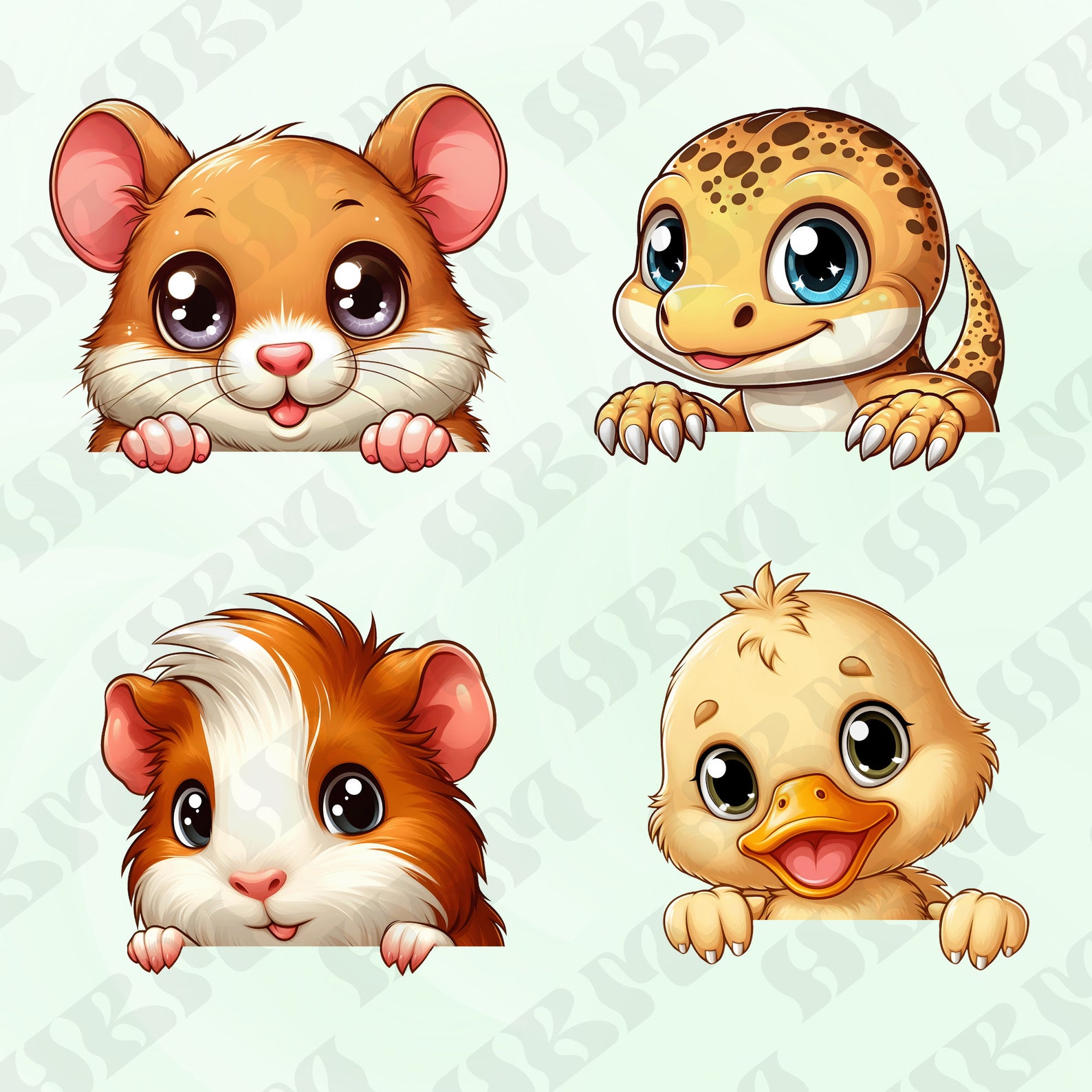 Cute Cartoon Peeking Pets Clipart Bundle, Frogs Stickers, Adorable Wall ...