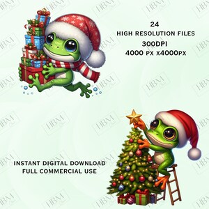 Cute Cartoon Christmas Frogs Clipart Bundle, Festive Baby Animal ...