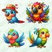 24 Cute Cartoon Parrot Clipart Bundle, Bird Nursery Decor, Colorful PNG ...