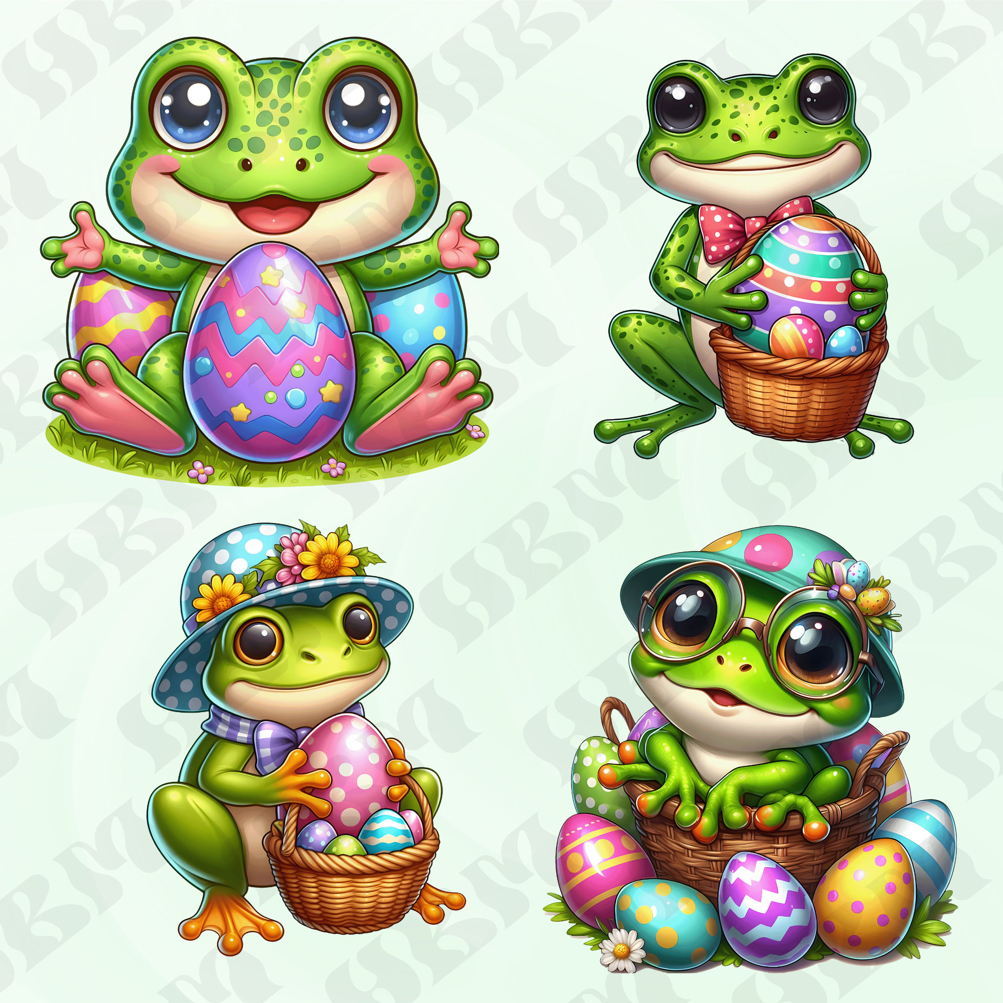 22 Cute Easter Frog Clipart Bundle, Tadpole Stickers, Adorable Baby ...