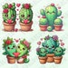 24 Cute Valentines Day Cactus Clipart Bundle, Cacti Card Making, Plant ...