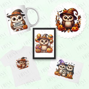 Cute Cartoon Halloween Owls Clipart Bundle, Spooky Bird Stickers, Funny ...