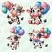 24 Cute Party Cow Clipart Bundle, Cartoon Balloon Sticker, Adorable ...