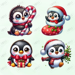 Cute Christmas Penguin Clipart Bundle, Festive Baby Animal Sticker ...