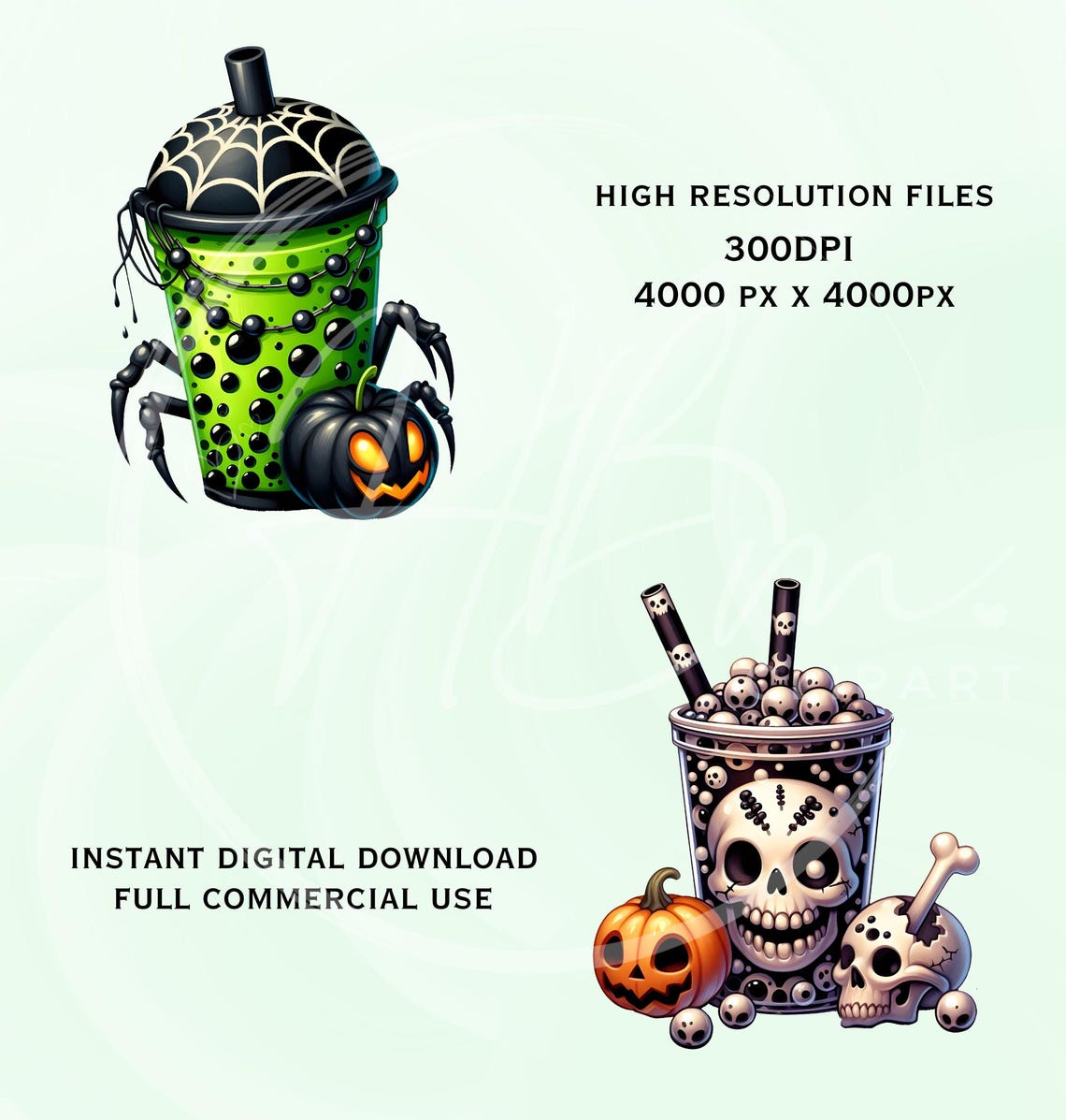 Spooky Halloween Boba Tea Clipart Bundle, Cute Creepy Drinks, Witchy ...