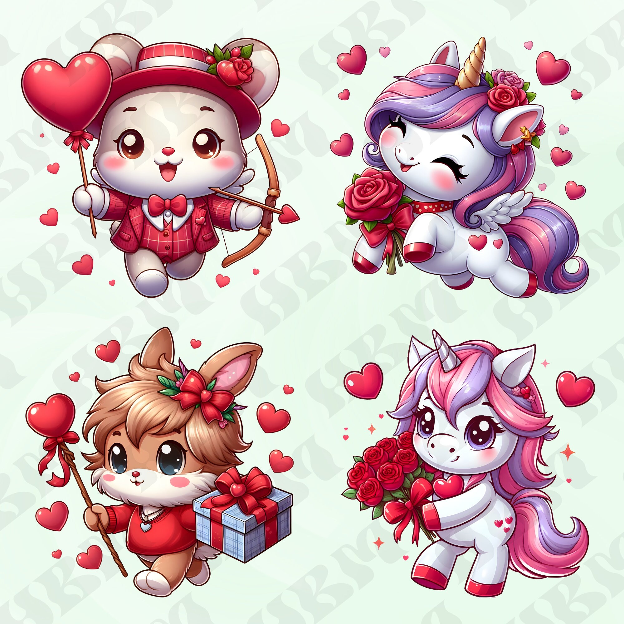 25 Cute Valentine Animals Clipart Bundle, Cow Card Making, Frog ...