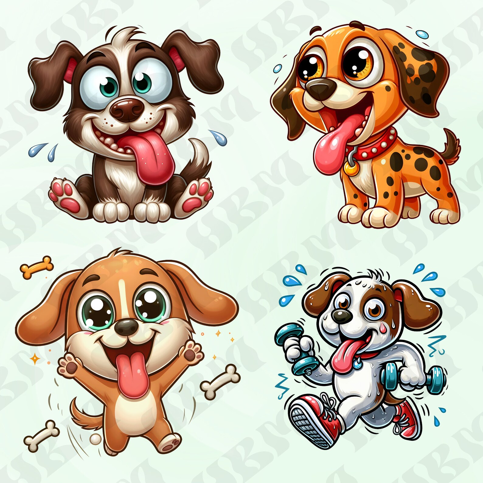 24 Cute Dogs Acting Crazy Clipart Bundle, Puppy Stickers, Adorable Wall ...
