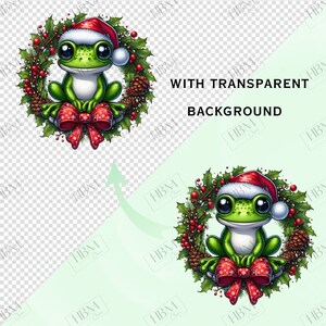 Cute Cartoon Christmas Frogs Clipart Bundle, Festive Baby Animal ...