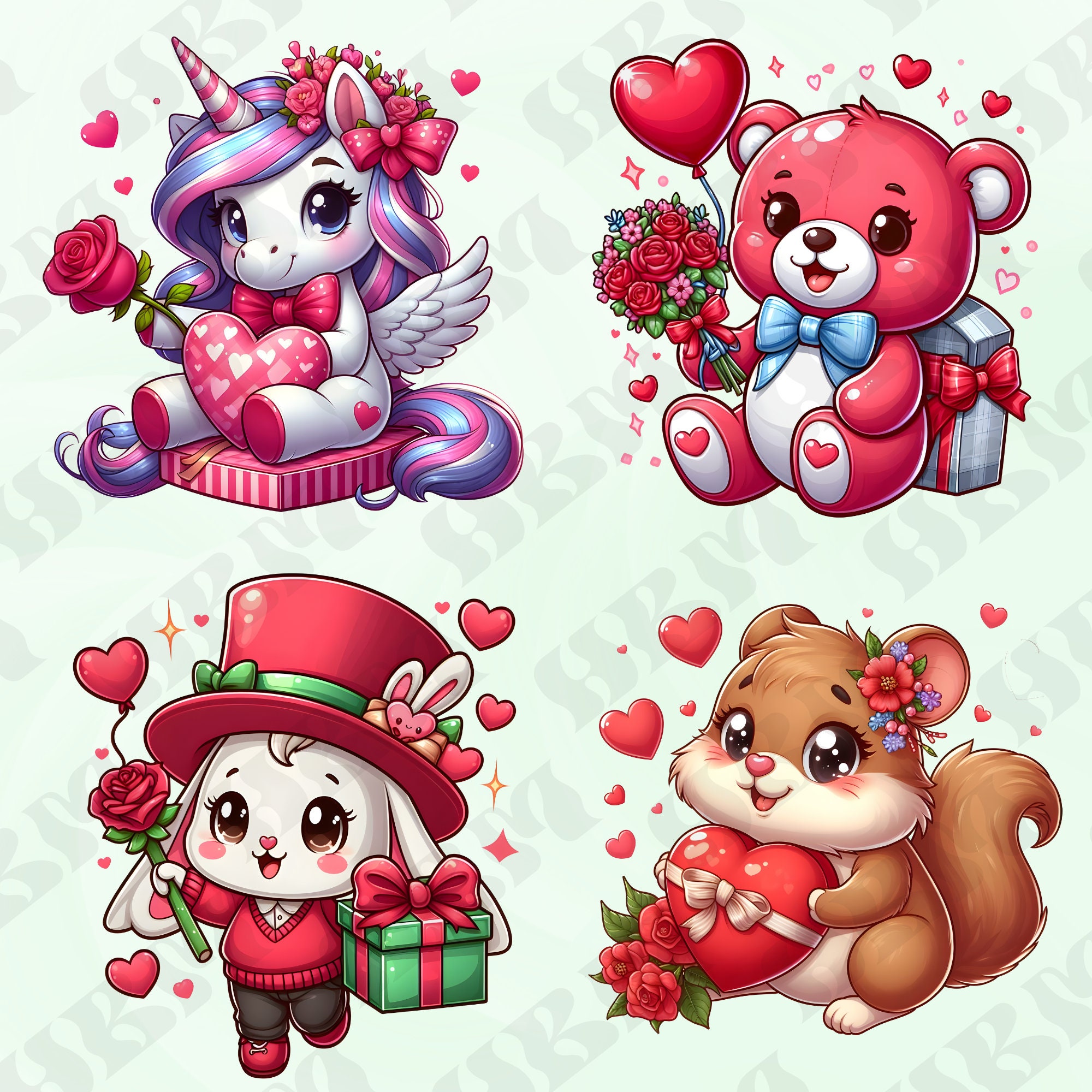 25 Cute Valentine Animals Clipart Bundle, Cow Card Making, Frog ...