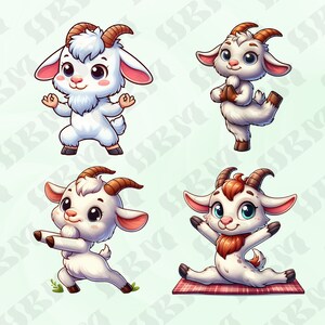 Cute Cartoon Goat Yoga Clipart Bundle, Funny Animal Meditation Sticker ...