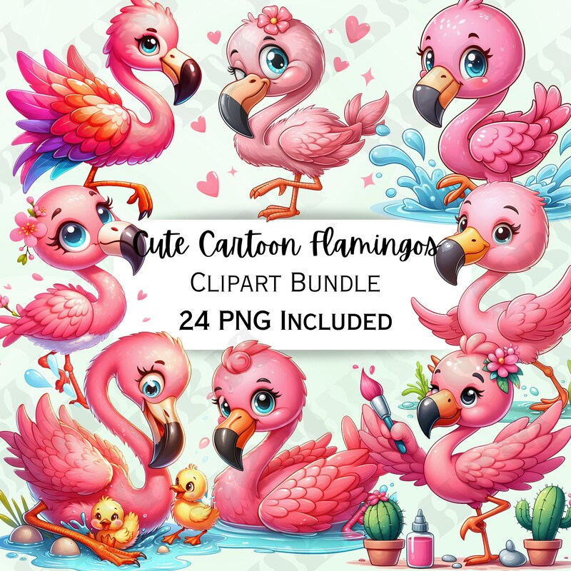Flamingo Clipart - Etsy