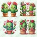 24 Cute Valentines Day Cactus Clipart Bundle, Cacti Card Making, Plant ...