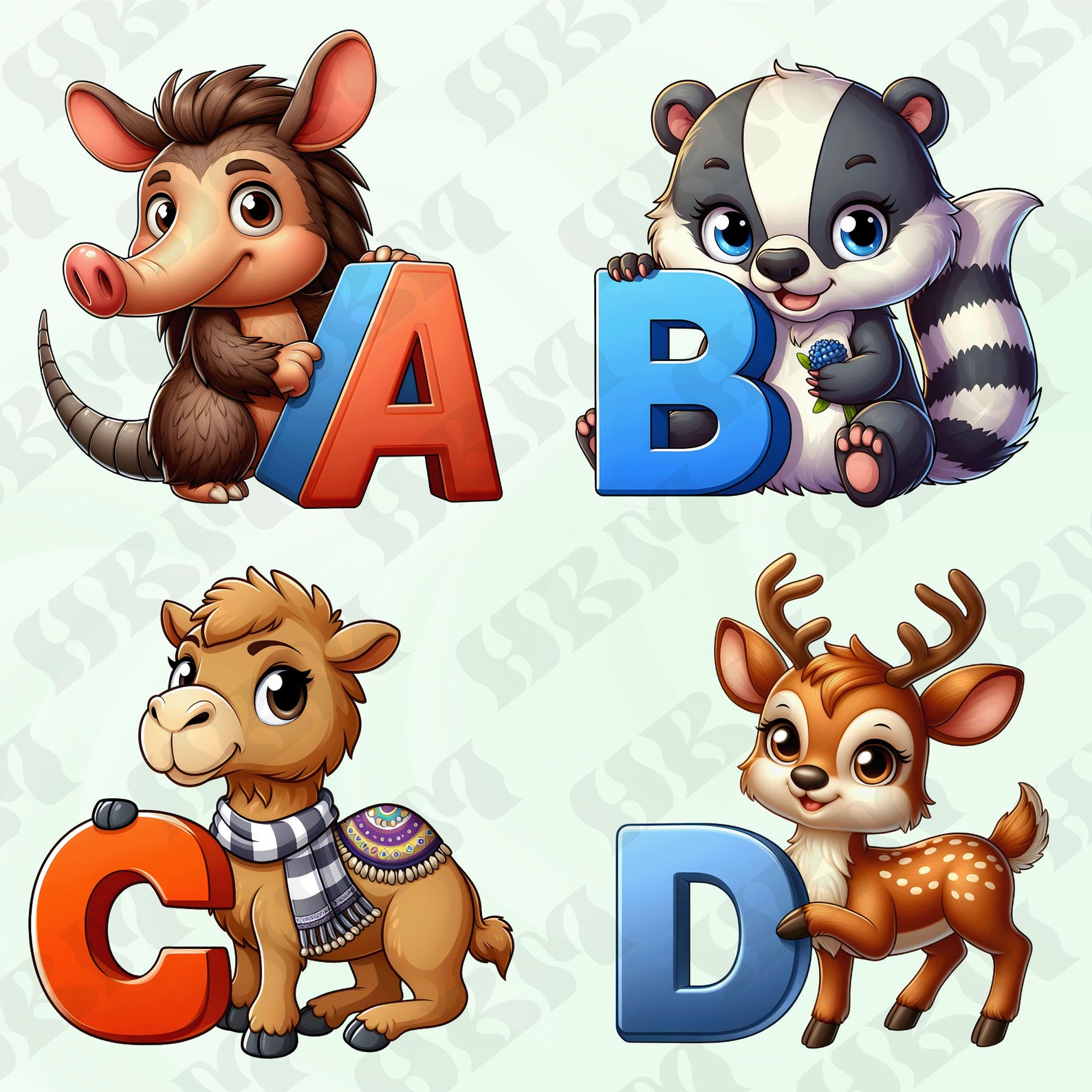 26 Cute Alphabet Animals Clipart Bundle, Panda Educational , Monkey ...