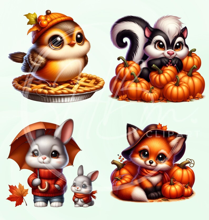 Cute Autumn Animals Clipart Bundle, Cozy Fall Forest Creatures ...