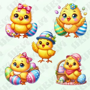 21 Cute Easter Chicks Clipart Bundle, Chicken Stickers, Adorable Baby ...