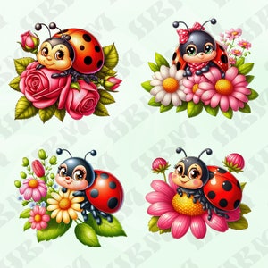 24 Cute Cartoon Spring Lady Bugs Clipart Bundle, Beetle Nursery Decor ...