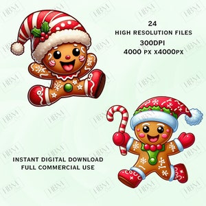 Cute Christmas Gingerbread Clipart Bundle, Festive Cookies Sticker ...