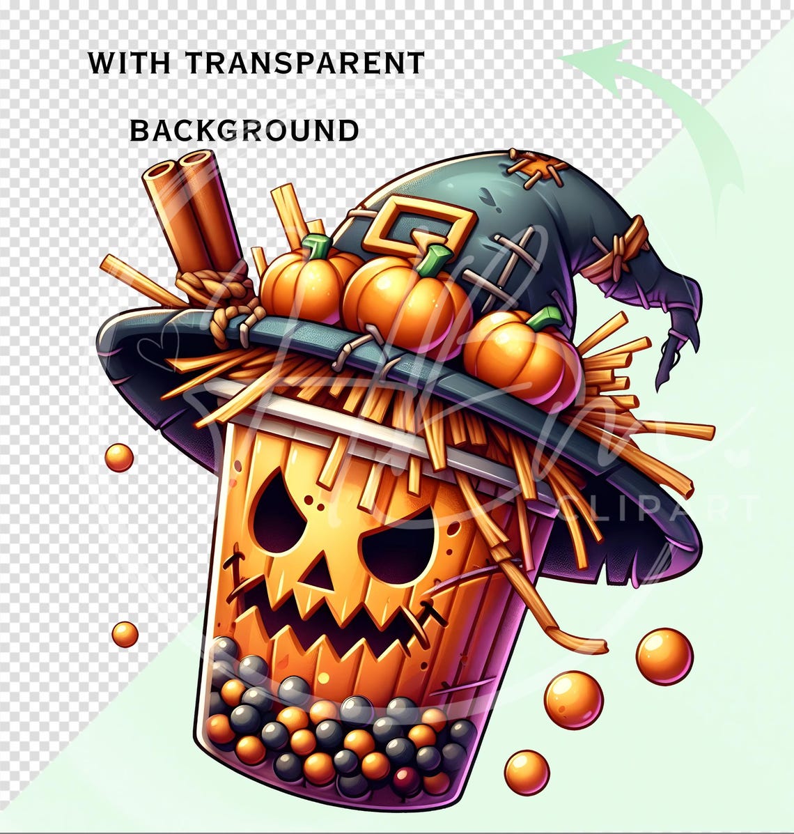 Spooky Halloween Boba Tea Clipart Bundle, Cute Creepy Drinks, Witchy ...