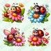 24 Cute Cartoon Spring Lady Bugs Clipart Bundle, Beetle Nursery Decor ...
