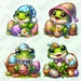 22 Cute Easter Frog Clipart Bundle, Tadpole Stickers, Adorable Baby ...