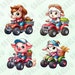 Farm Animals on Four Wheelers Clipart Bundle, Cute Cartoon Sheep ...