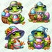 22 Cute Easter Frog Clipart Bundle, Tadpole Stickers, Adorable Baby ...