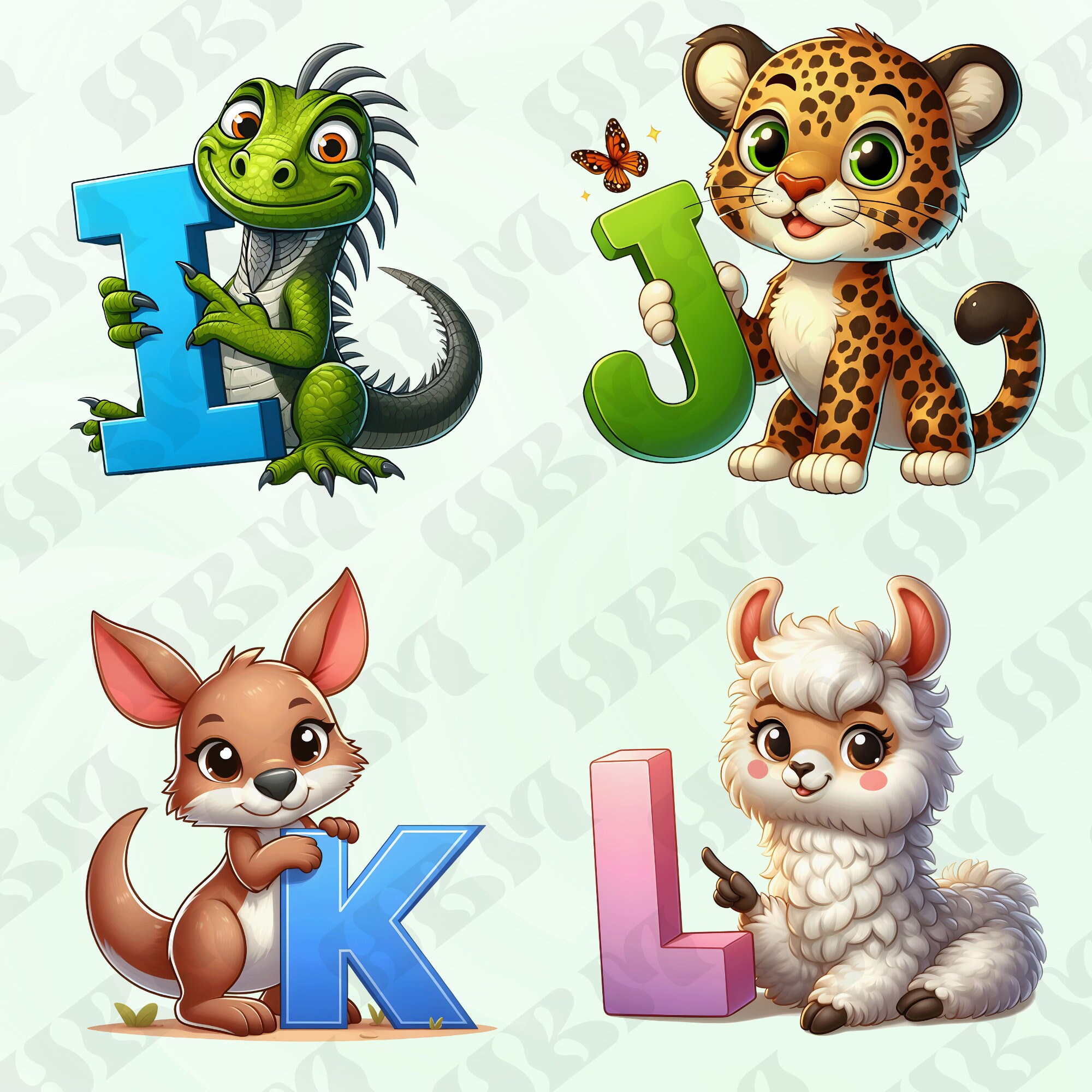 26 Cute Alphabet Animals Clipart Bundle, Panda Educational , Monkey ...