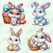 24 Cute Easter Bunny Clipart Bundle, Rabbit Stickers, Adorable Baby ...