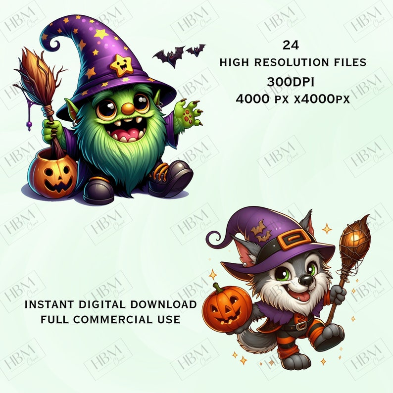 Spooky Cartoon Halloween Gnomes Clipart Bundle, Pumpkin Stickers ...