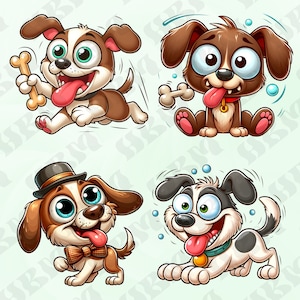 24 Cute Dogs Acting Crazy Clipart Bundle, Puppy Stickers, Adorable Wall ...