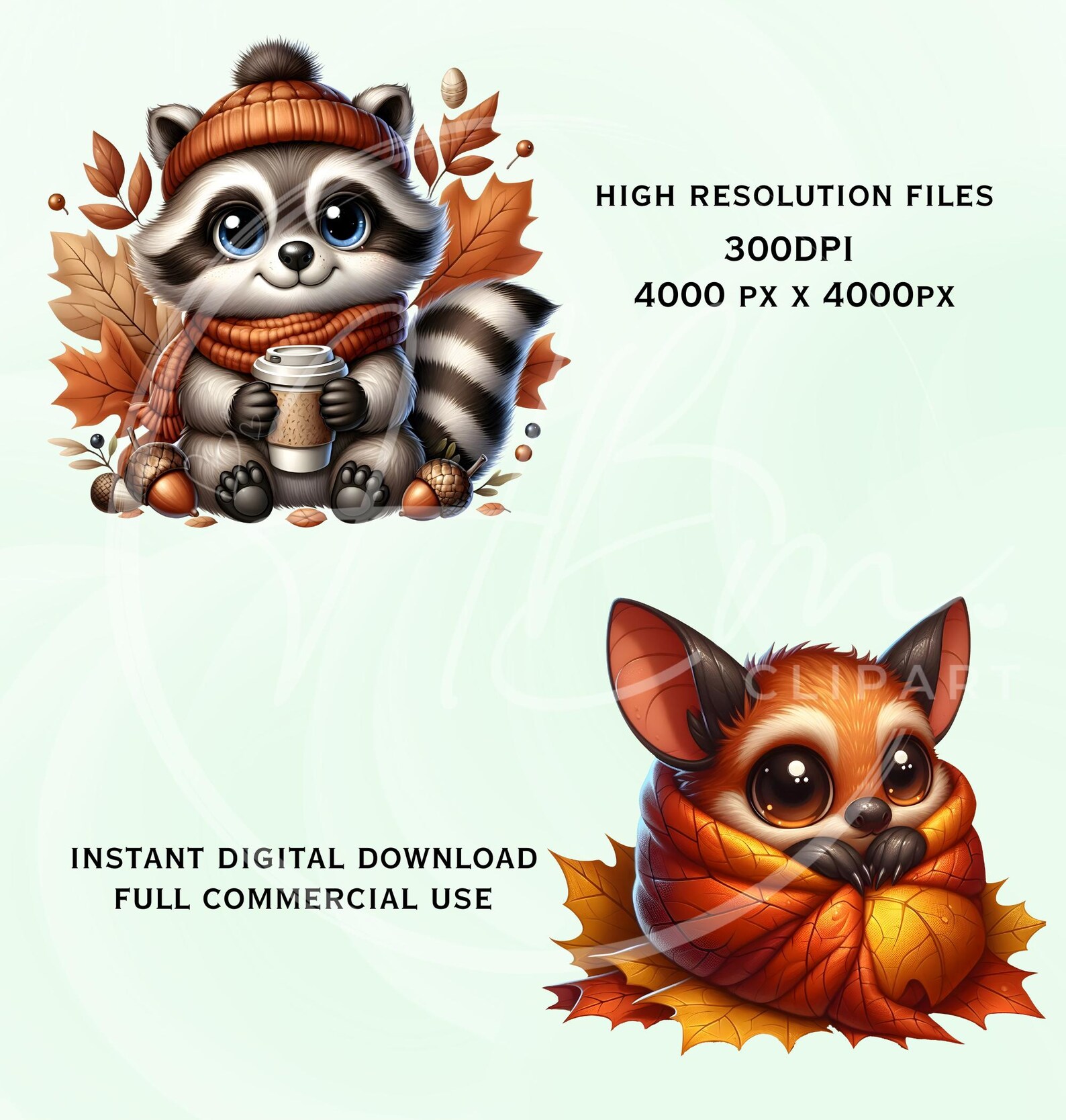 Cute Autumn Animals Clipart Bundle, Cozy Fall Forest Creatures ...