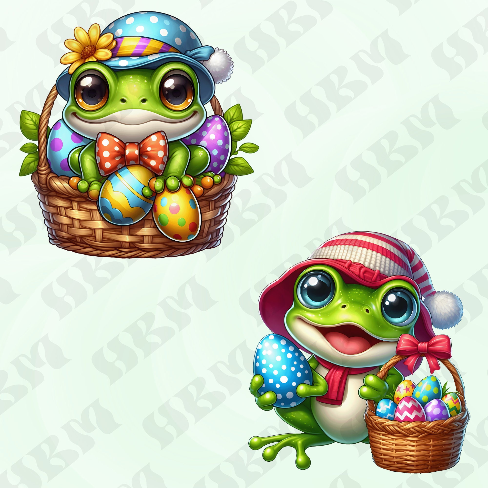 22 Cute Easter Frog Clipart Bundle, Tadpole Stickers, Adorable Baby ...
