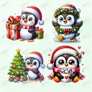 Cute Christmas Penguin Clipart Bundle, Festive Baby Animal Sticker ...