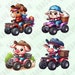 Farm Animals on Four Wheelers Clipart Bundle, Cute Cartoon Sheep ...