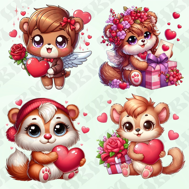 25 Cute Valentine Animals Clipart Bundle, Cow Card Making, Frog ...