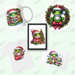 Cute Cartoon Christmas Frogs Clipart Bundle, Festive Baby Animal ...