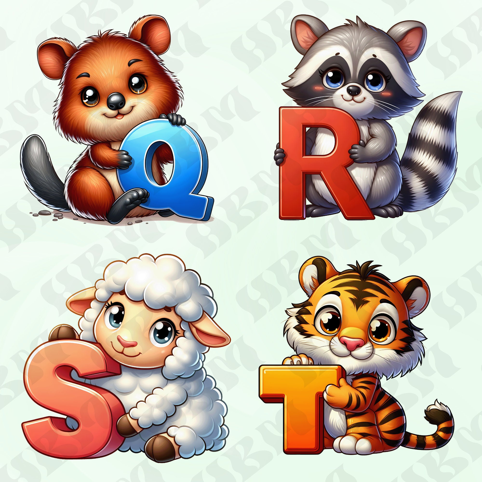 26 Cute Alphabet Animals Clipart Bundle, Panda Educational , Monkey ...
