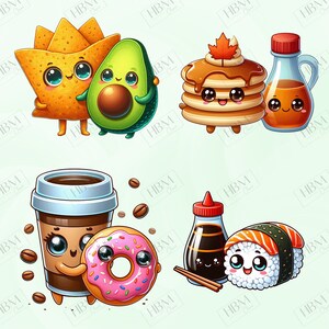 Cute Cartoon Food Pairs Clipart Bundle, Kawaii Fruit Sticker, Adorable ...