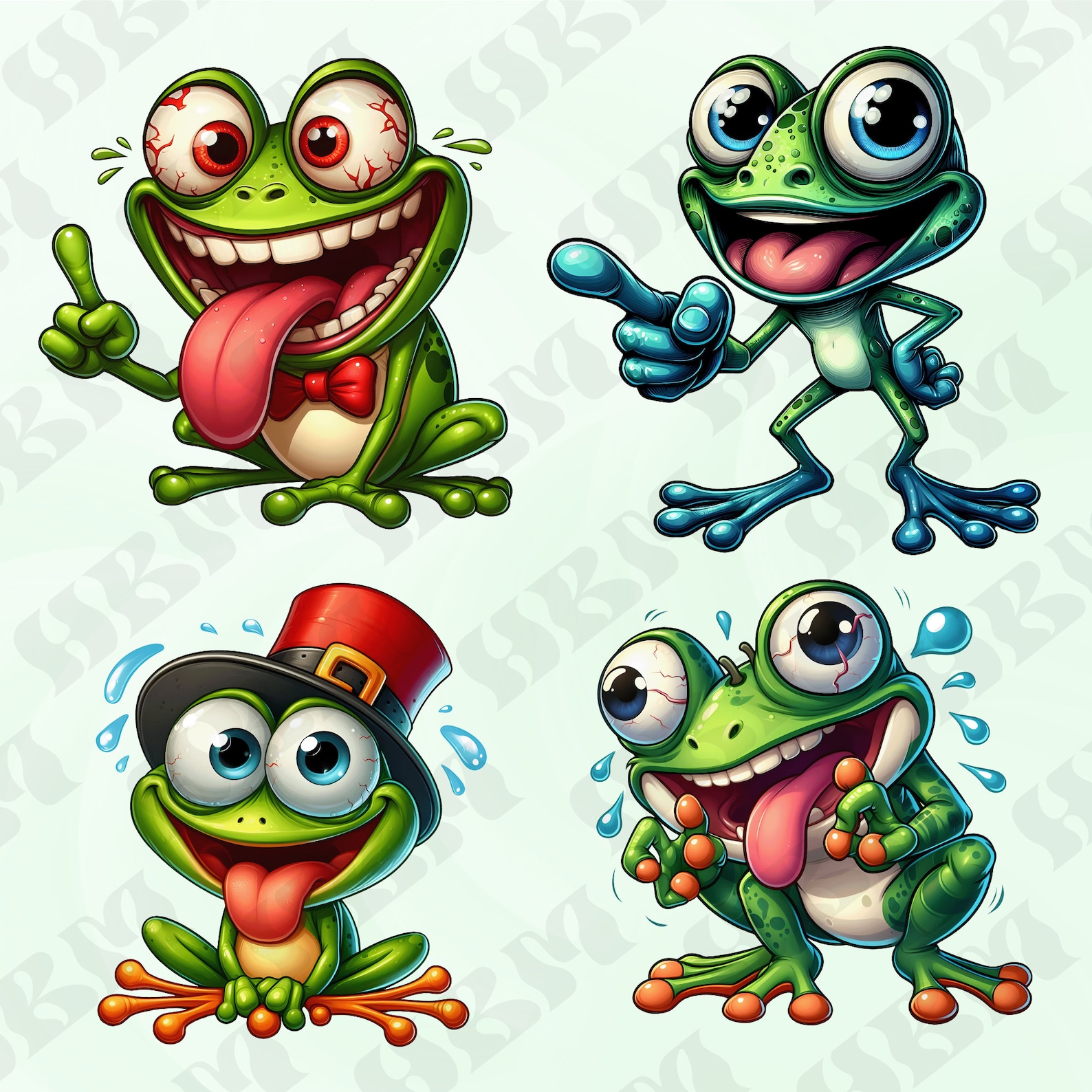 24 Cute Frog Acting Crazy Clipart Bundle, Tadpole Stickers, Adorable ...