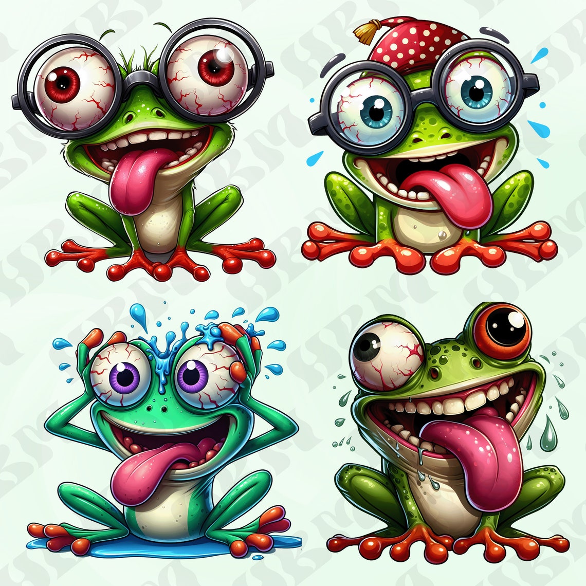 24 Cute Frog Acting Crazy Clipart Bundle, Tadpole Stickers, Adorable ...