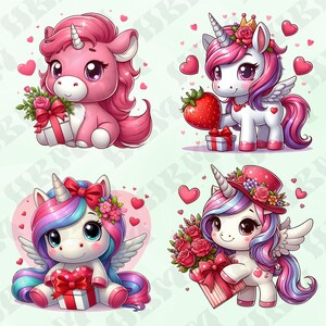 Cute Valentine's Day Unicorn Clipart Bundle, Mythical Stickers ...